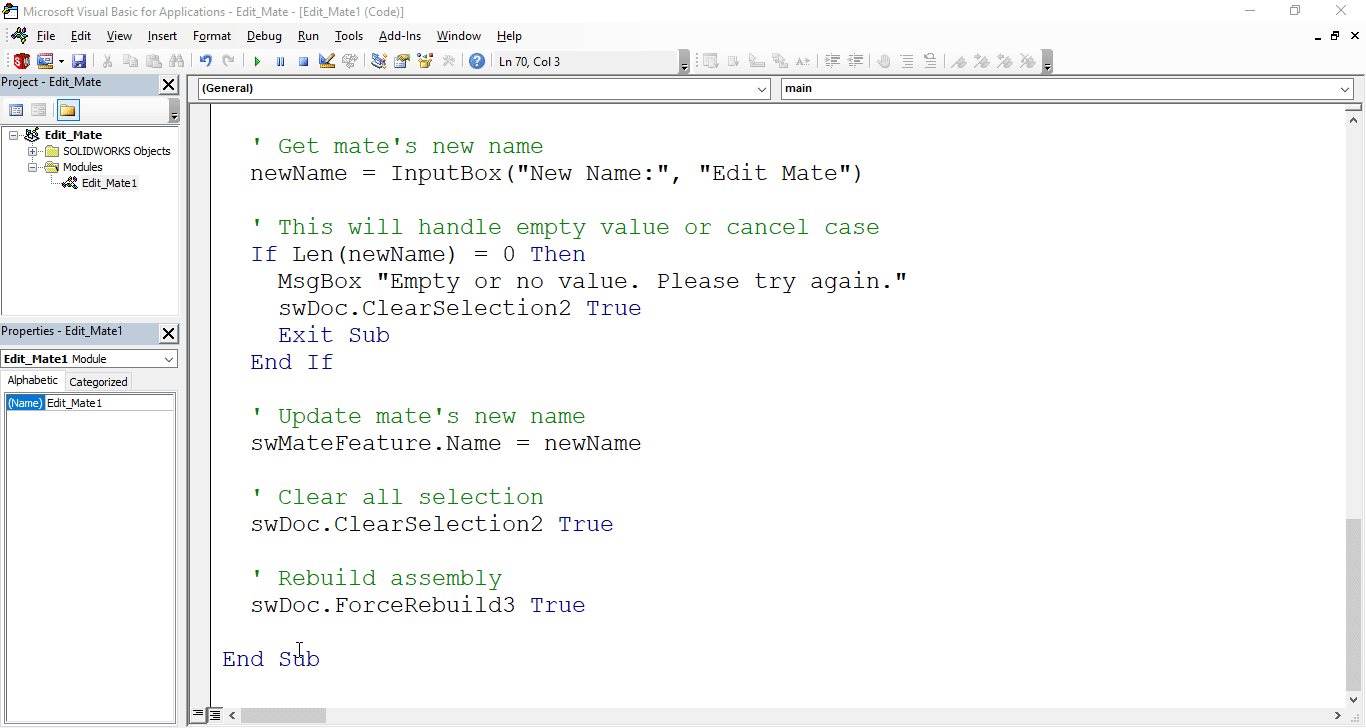 Solidworks VBA Macro Rename Mate The CAD Coder