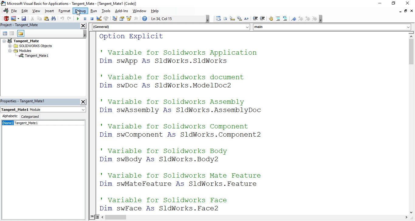 Solidworks VBA Macro Add Tangent Mate The CAD Coder