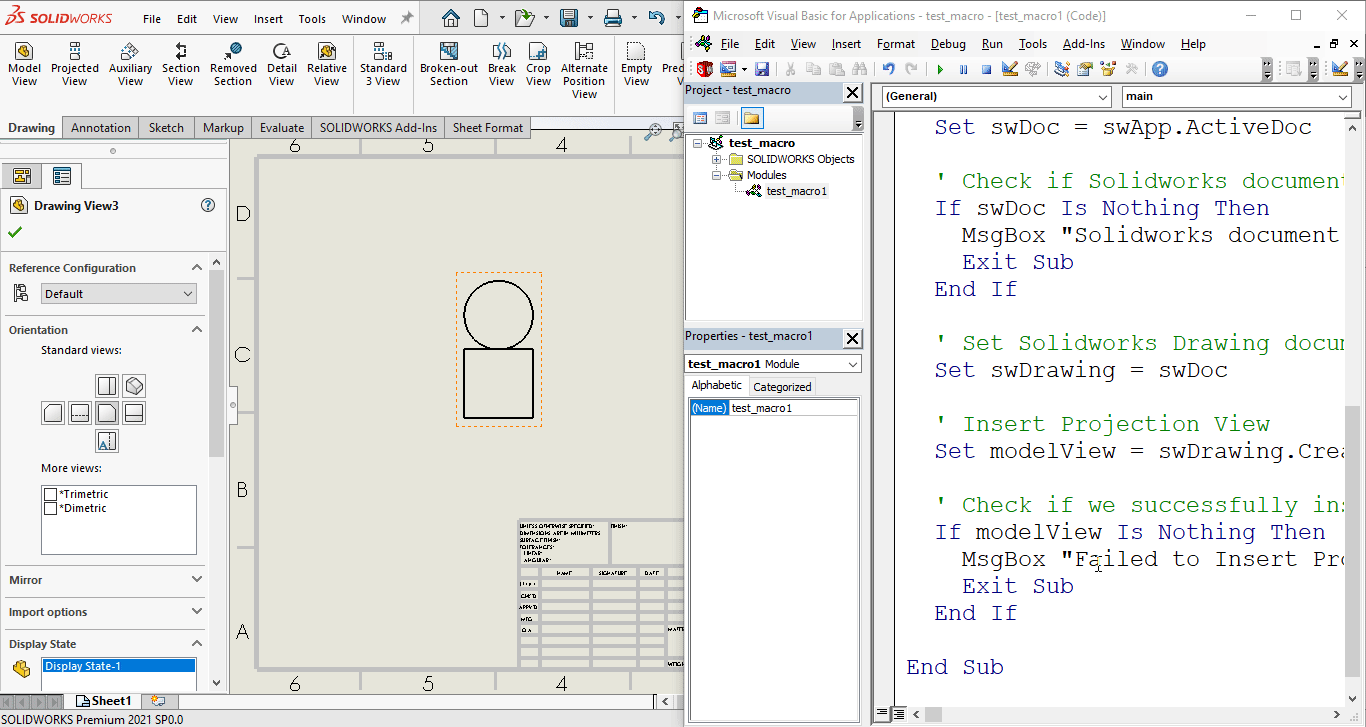 Solidworks VBA Macro Insert Projection View The CAD Coder